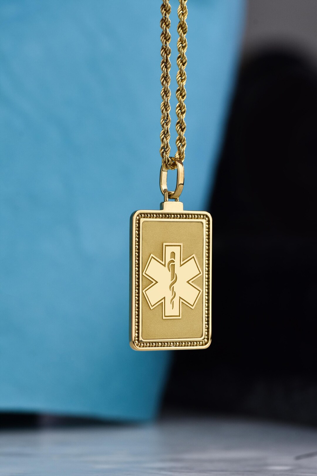 14K Gold Medic Necklace, Custom Health Specialist Charm, Engraved ...