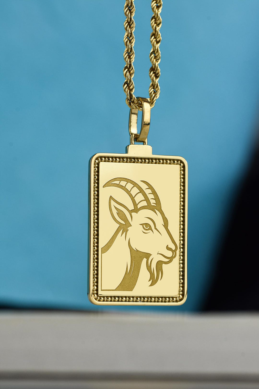 14K Gold Goat Necklace, Mountain Animal Pendant, Capricorn Zodiac Charm ...