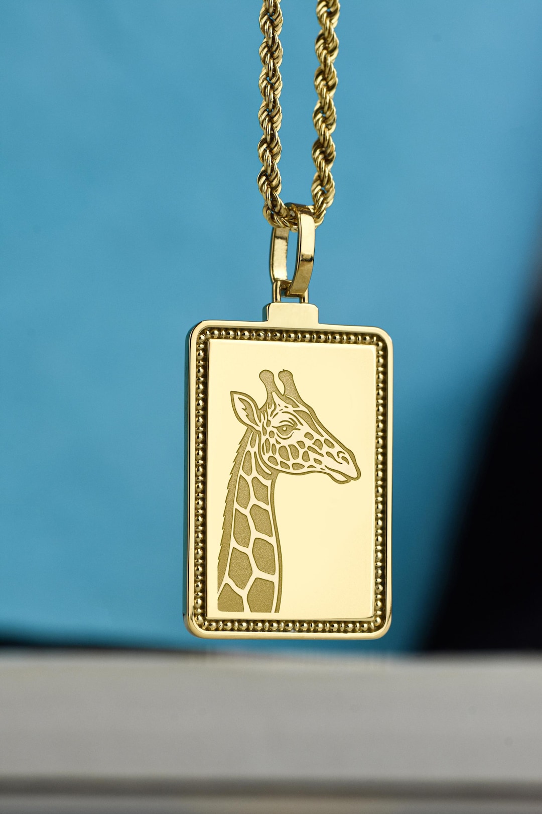 14K Gold Giraffe Necklace, African Safari Animal Pendant, Long Neck ...