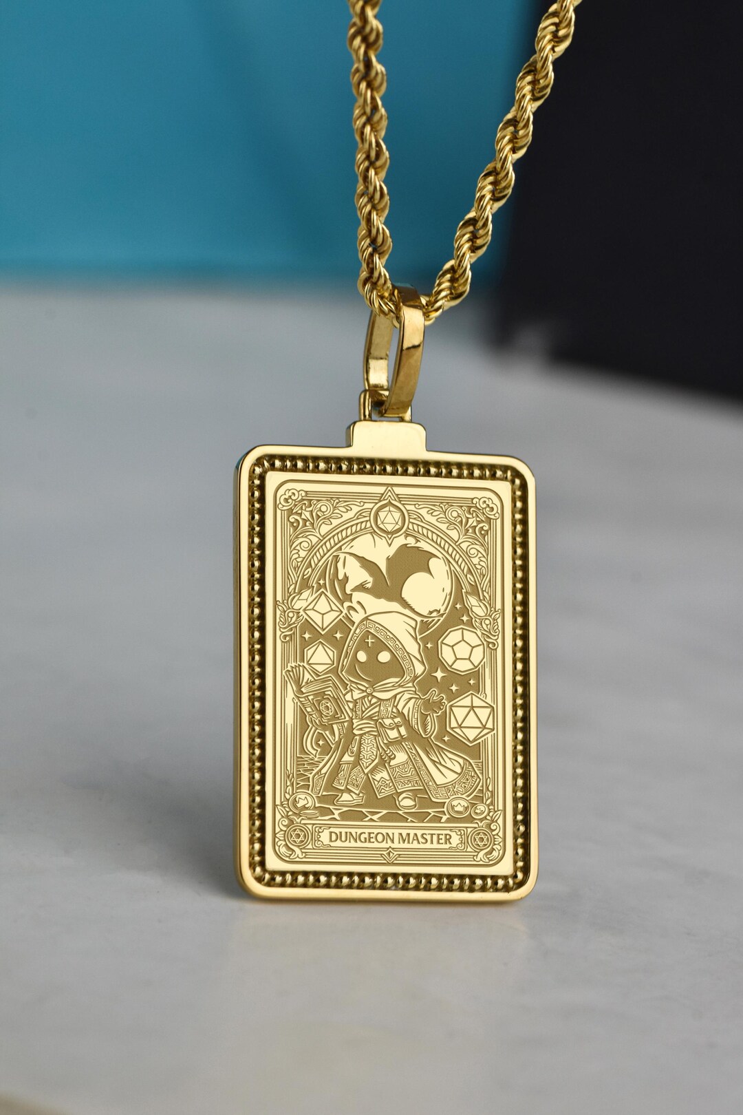 14K Gold Dungeon Master Necklace, DM Amulet, Personalized Dungeons ...