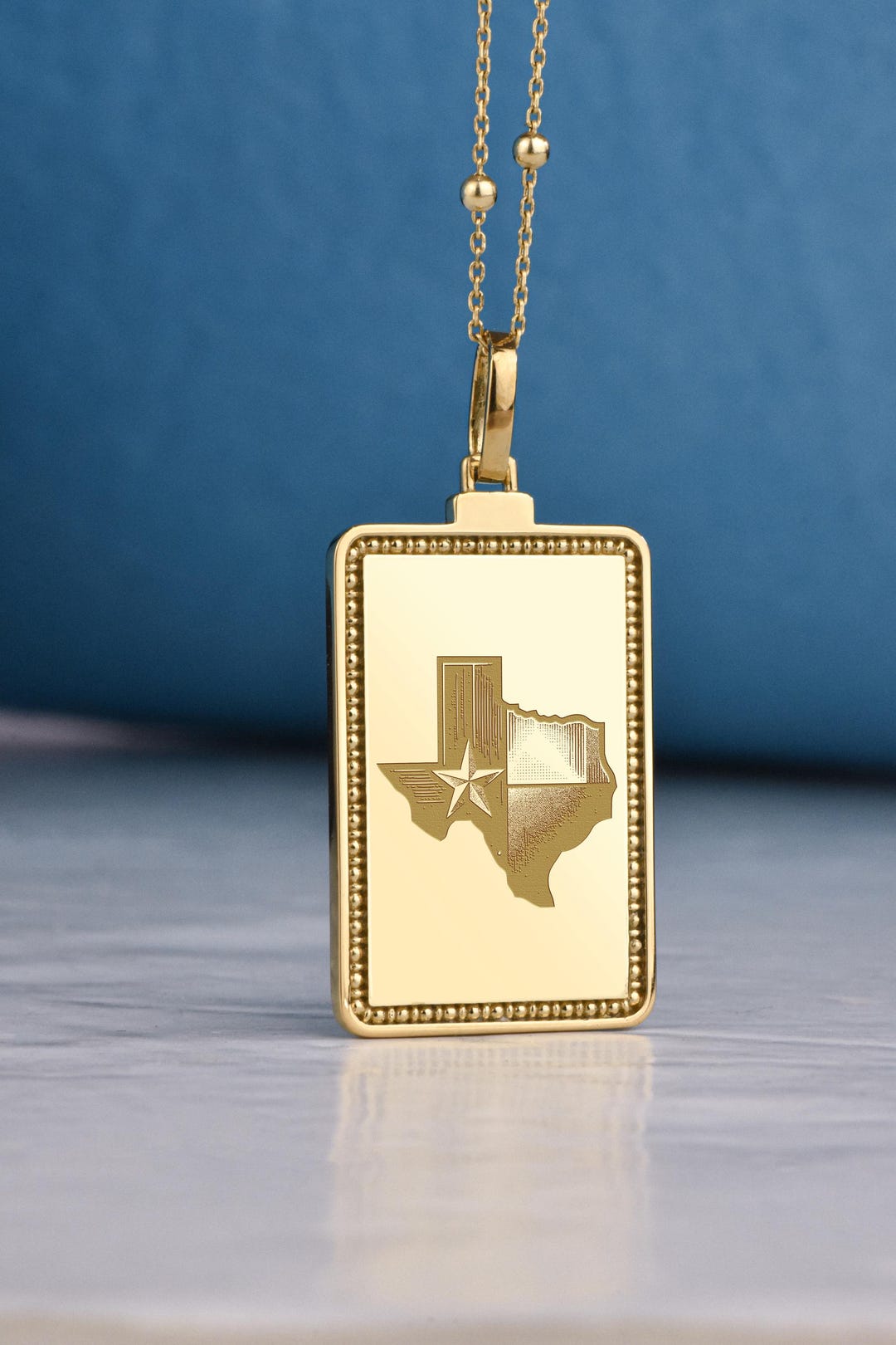 14K Gold Texas Map Necklace, Lone Star State Pendant, Dixieland Charm ...