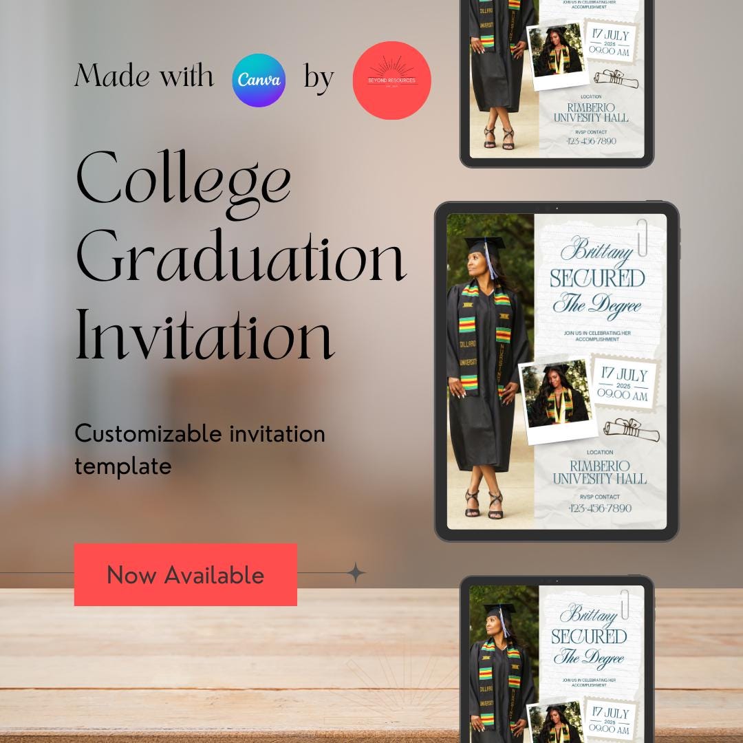 Editable Graduation Invitation, Class of 2025, Degree, College Grad ...