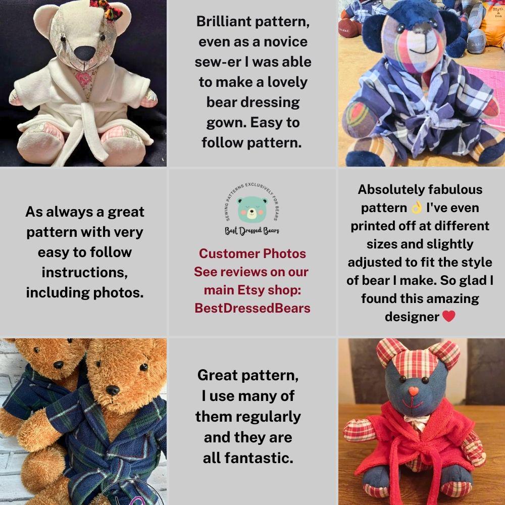 Teddy Bear Dressing Gown Sewing Pattern & Tutorial (fits Memory Bears ...