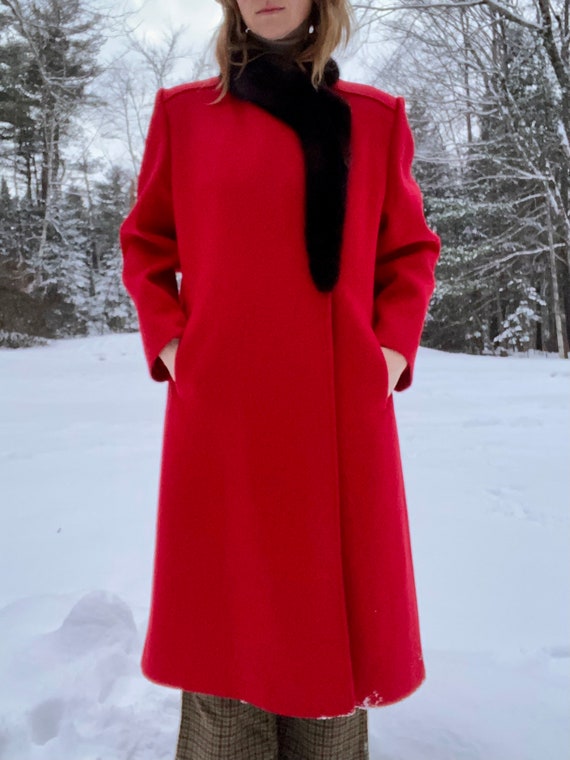 1980’s Candy Apple Red Wool and Mink Structured Coat - Gem