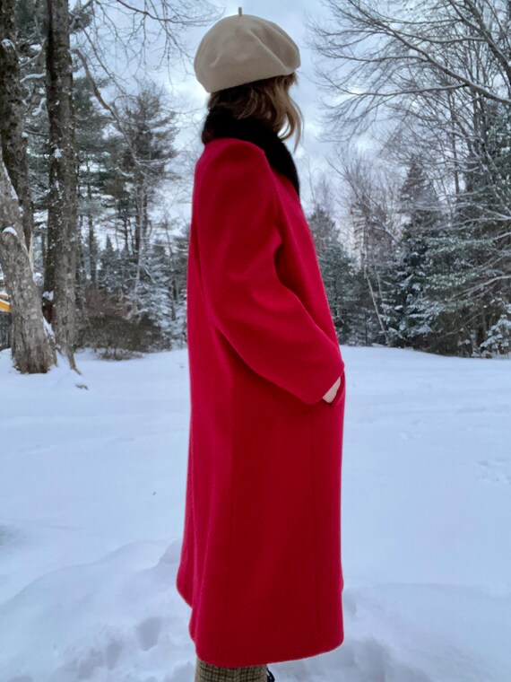 1980’s Candy Apple Red Wool and Mink Structured Coat - Gem