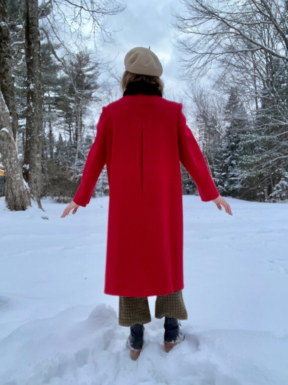 1980’s Candy Apple Red Wool and Mink Structured Coat - Gem