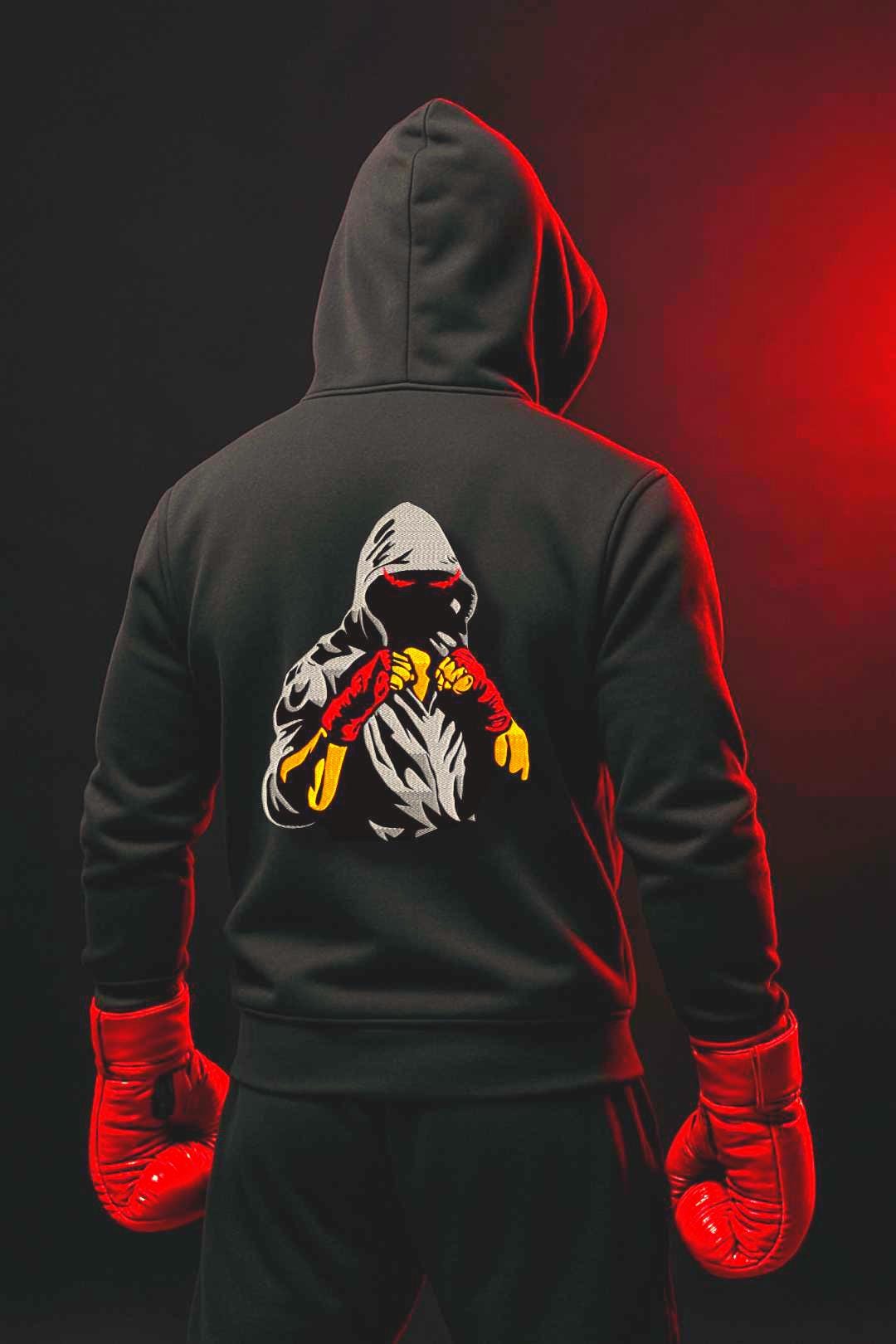 Fighter Embroidery Design – Boxing Hoodie Punch – Martial Arts Machine ...