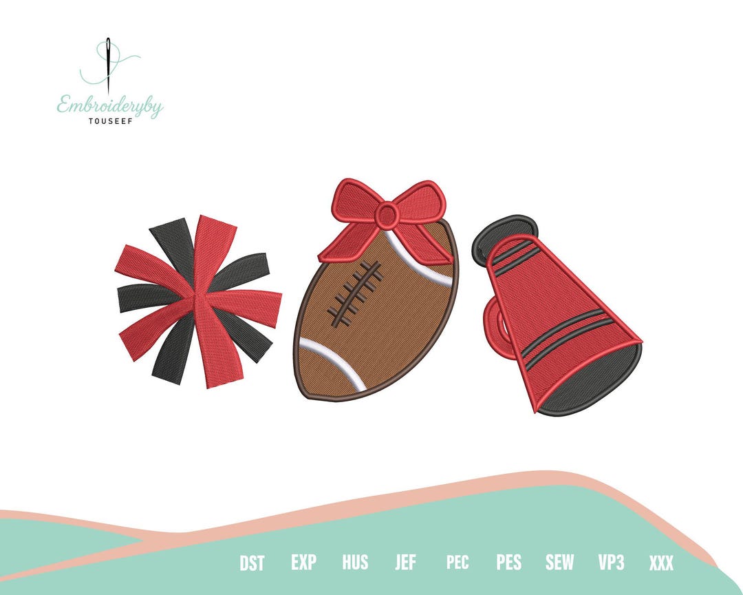 Football Cheer Embroidery Design, Trio Embroidery Patch, Sketch Stitch ...