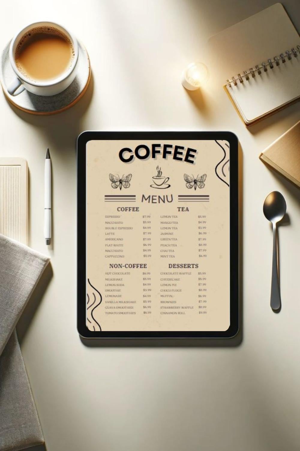Cafe Menu , Coffee Menu , Brown , Aesthetic Template - Etsy