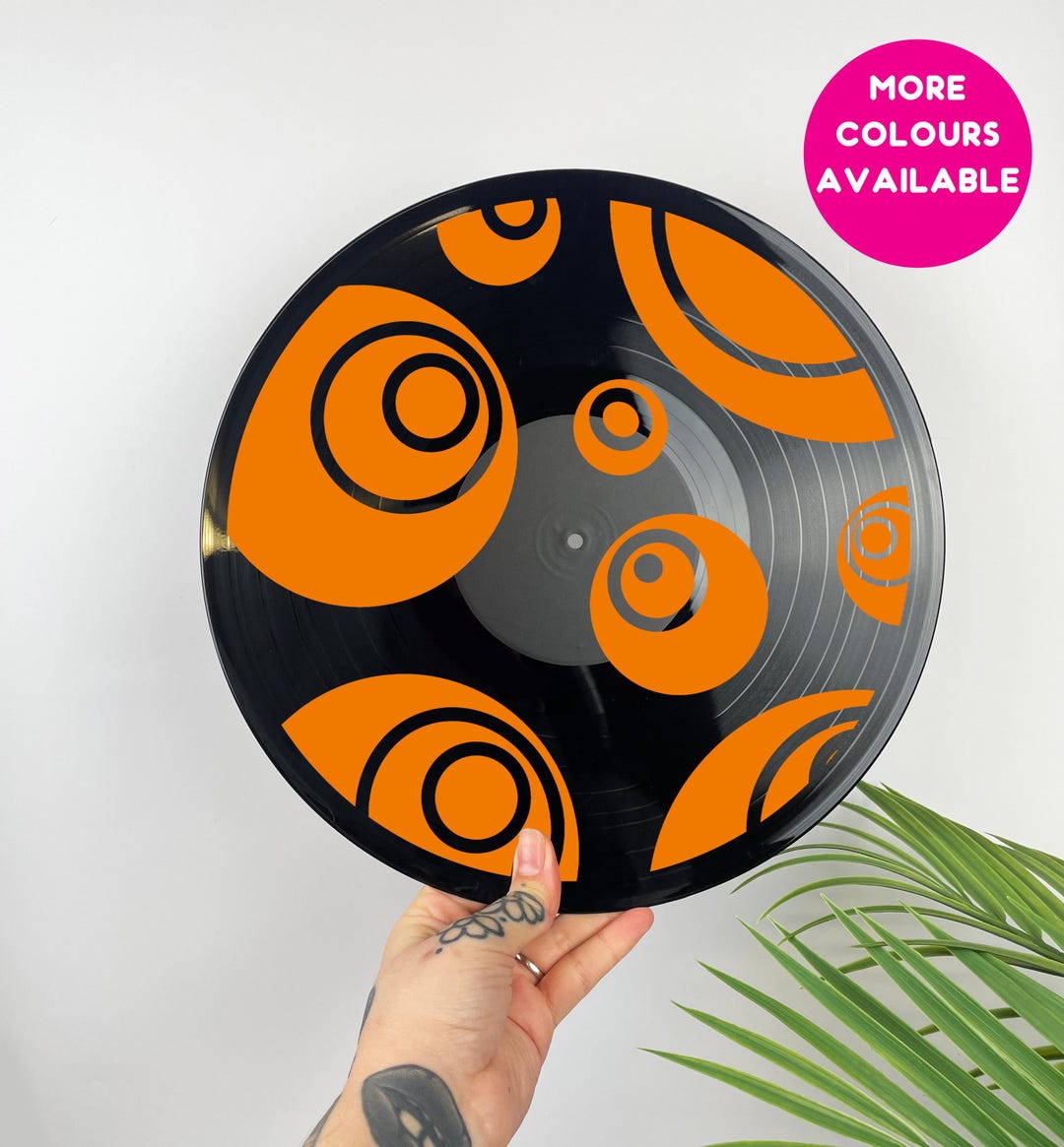 Retro Circle Vinyl Record Art, Groovy Upcycled LP Decor - Etsy