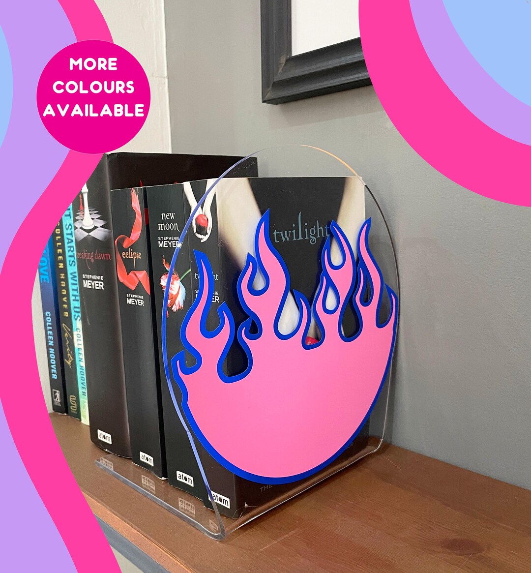 Flame Clear Acrylic Bookend Home Decorcolourful Dopamine for Shelves ...