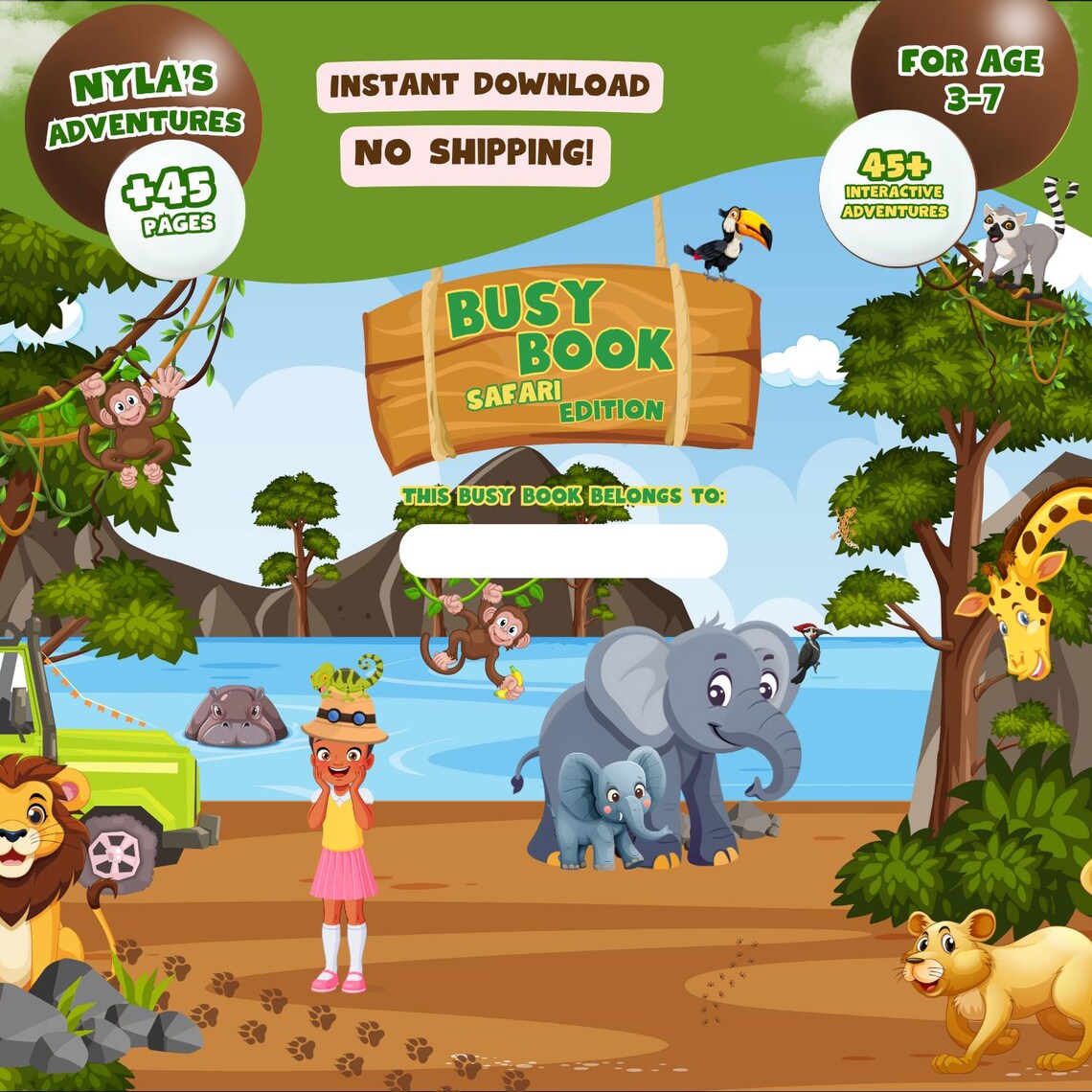 Safari Busy Book Printable for Kids | Animal Learning Activities PDF ...