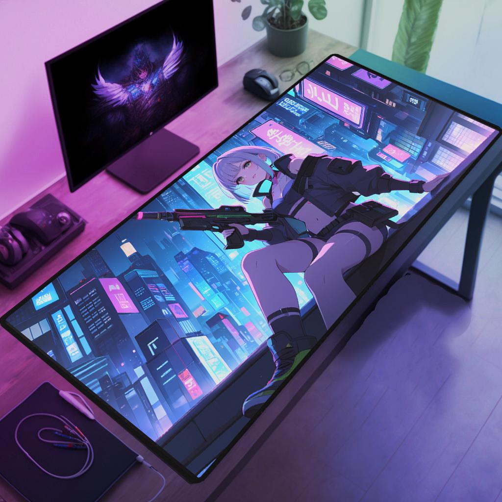 Cyberpunk Desk Mat for Gamers and Anime Fans, Cool Gaming Room ...