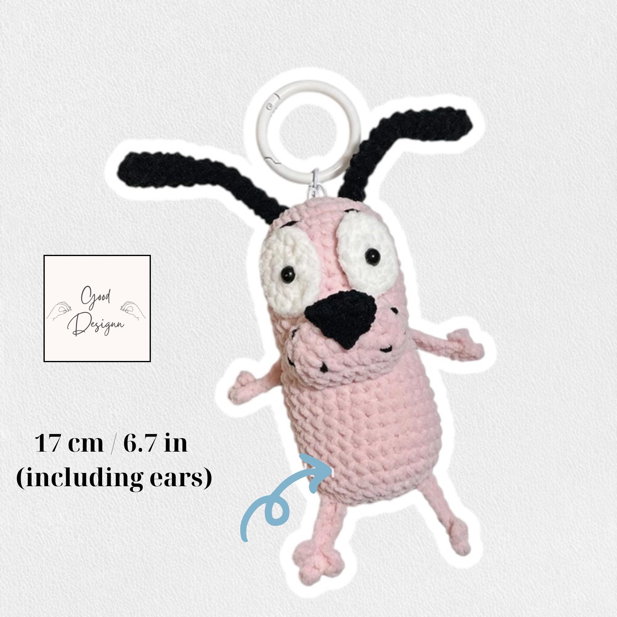 Courage the Cowardly Dog Keychain – Crochet Plush Keyring for Bag or ...