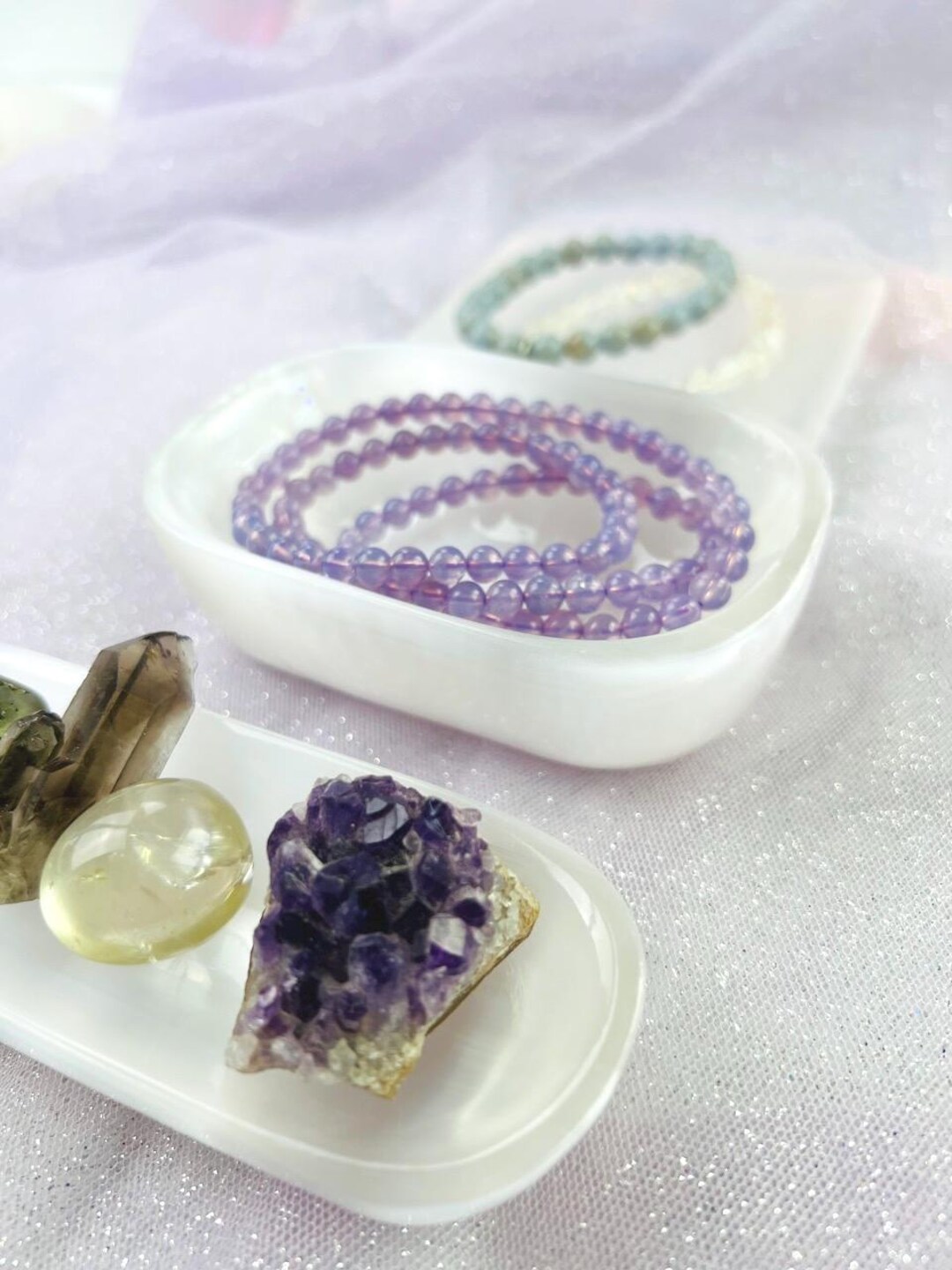 Selenite Bowl: Plates for Charging and Cleansing Crystals, Ring Trinket ...