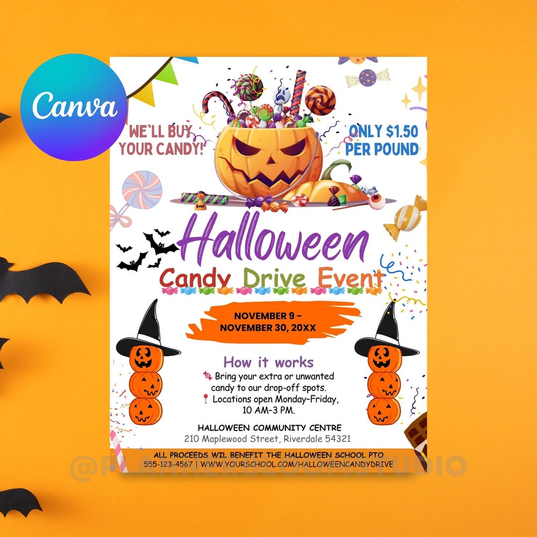 Editable Candy Donation Flyer Template for Trick or Treat Halloween ...