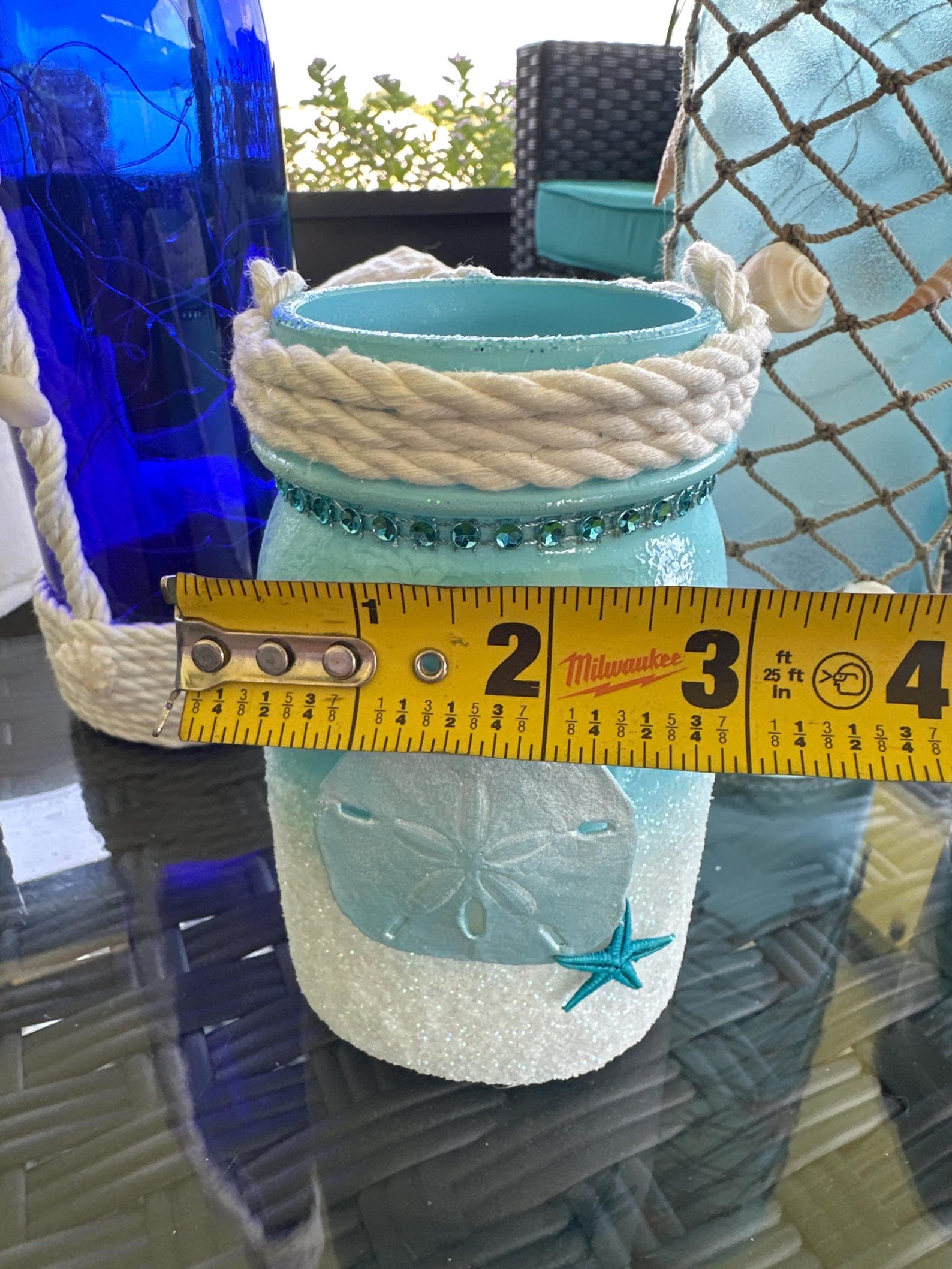 Beach Theme Hanging Mason Jar Decor: Starfish & Twinkle Lights - Etsy