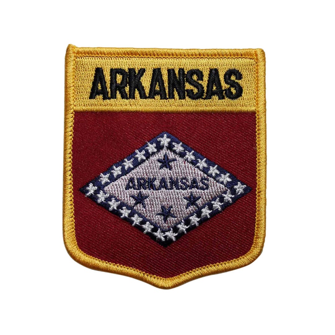 State of Arkansas Flag Shield Embroidered Iron on Patch - Travel ...