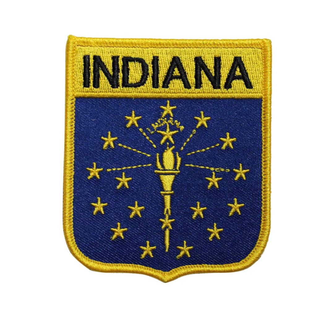 State of Indiana Shield Flag Embroidered Iron on Patch - Travel ...