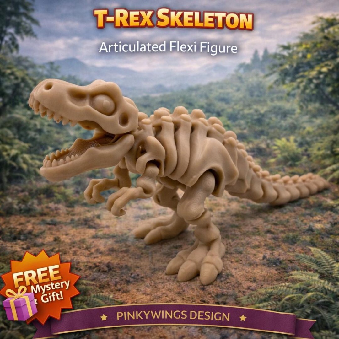 Skeleton T-rex – 3D Printed Articulated Display Model – FREE Mystery ...