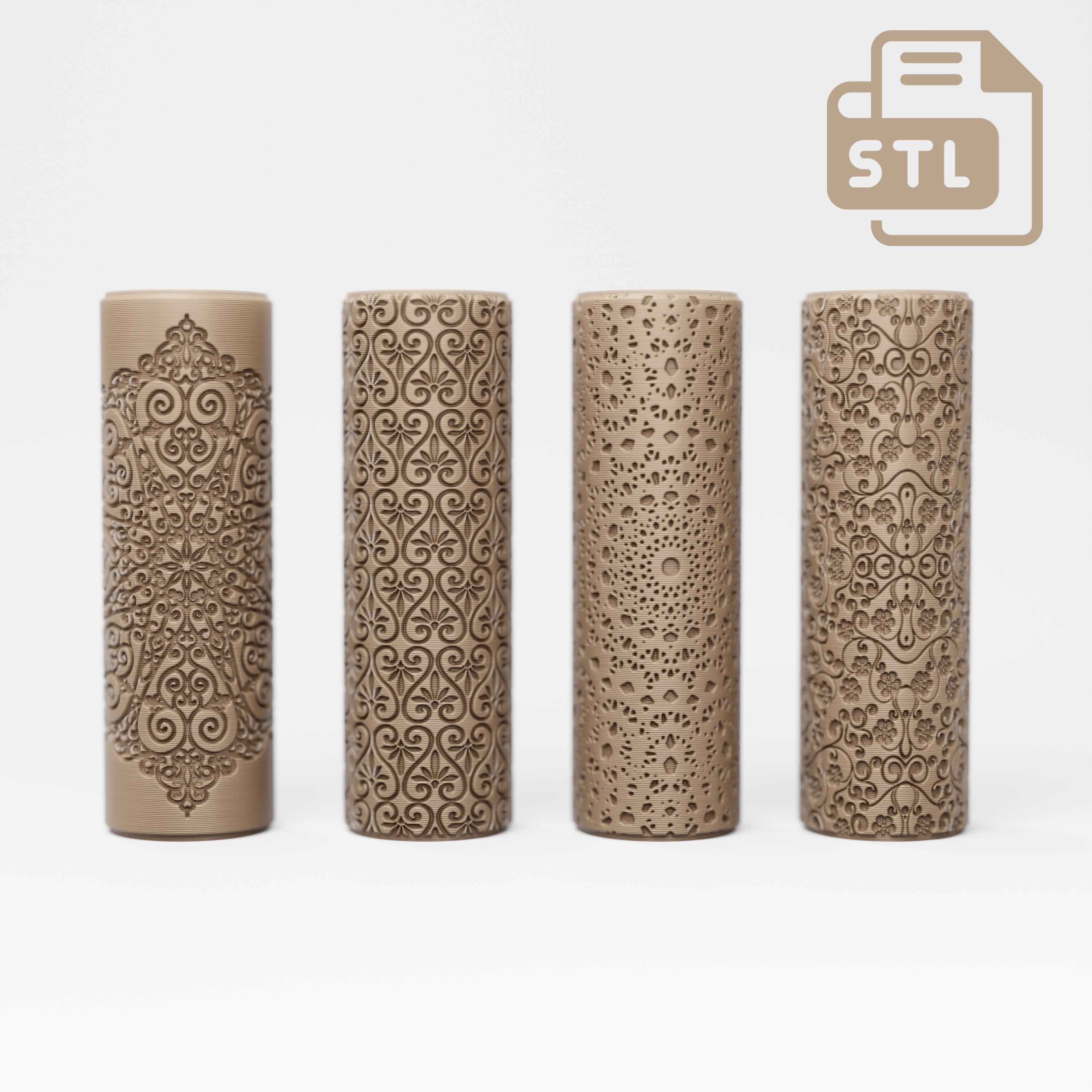 4 Seamless Texture Rollers STL File for Polymer Clay, Geometric ...