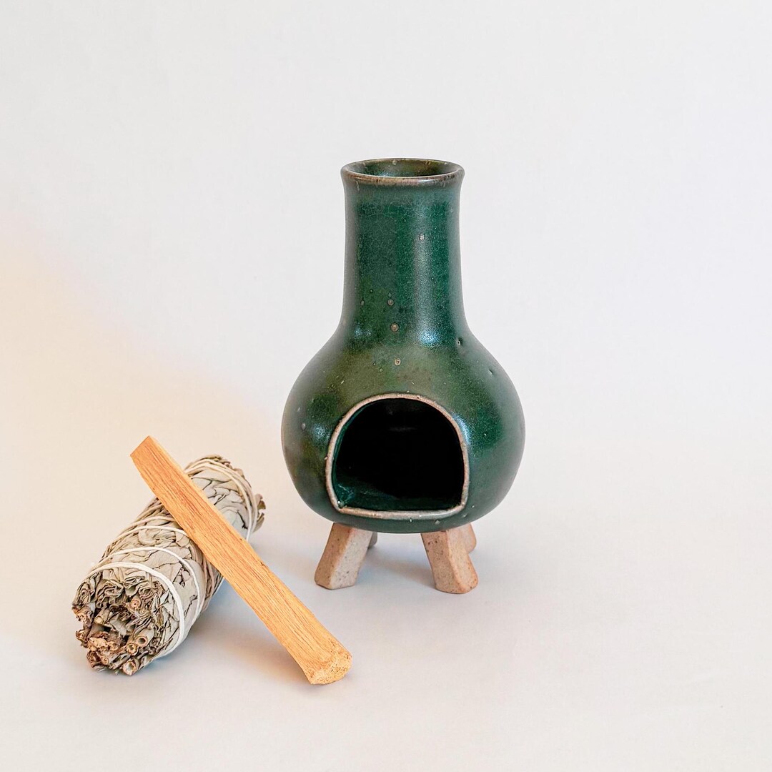 Handmade Incense & Palo Santo Burner - Mini Ceramic Chiminea - Tea ...