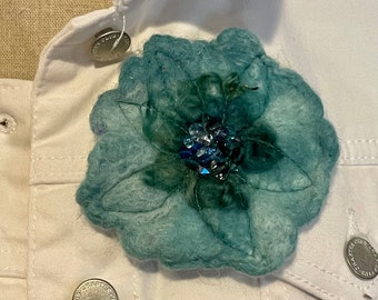 Teal Flower Brooch - Etsy