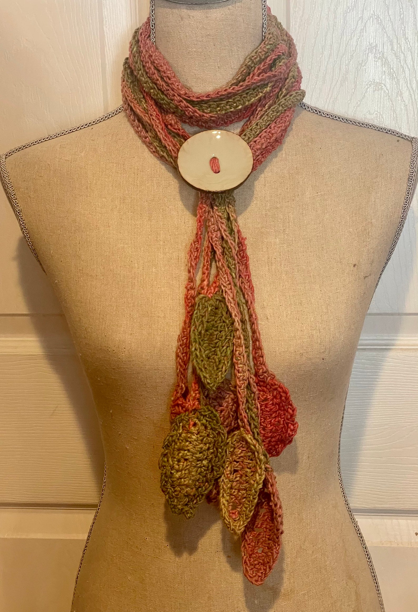 Multi Strand Whimsical Design Large Button Clasp....pink and Green - Etsy