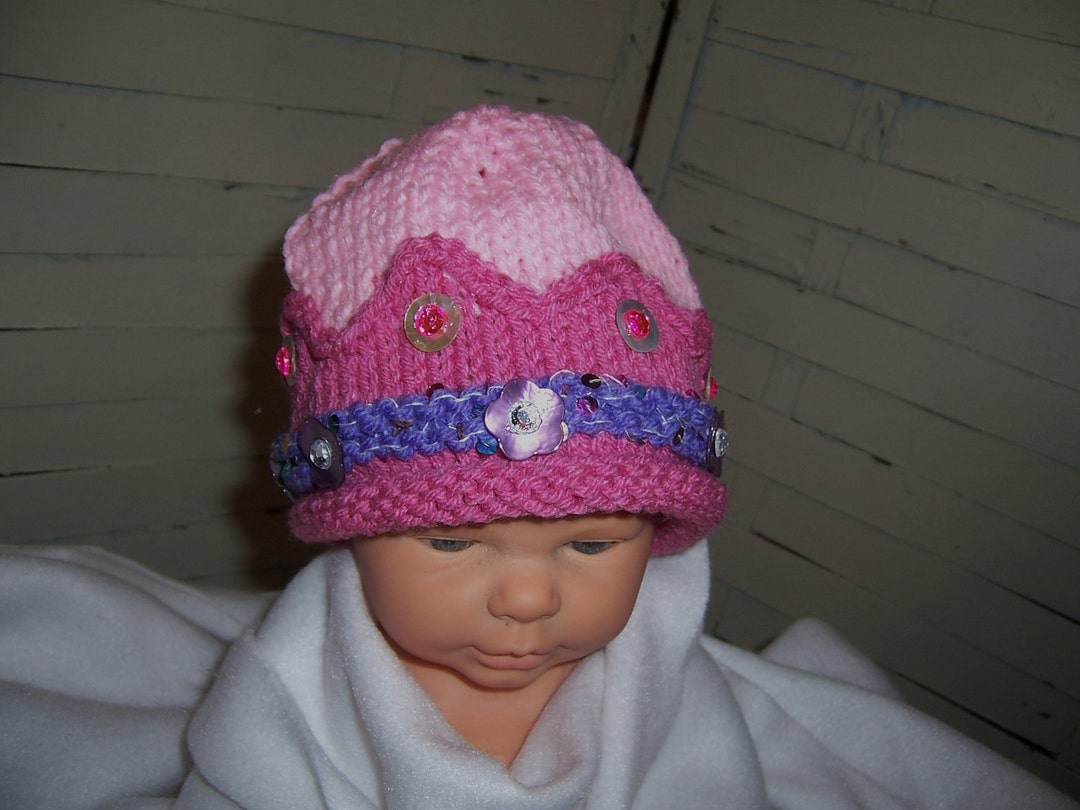 A Crown for a Princess....knitted Baby Girl Hat - Etsy
