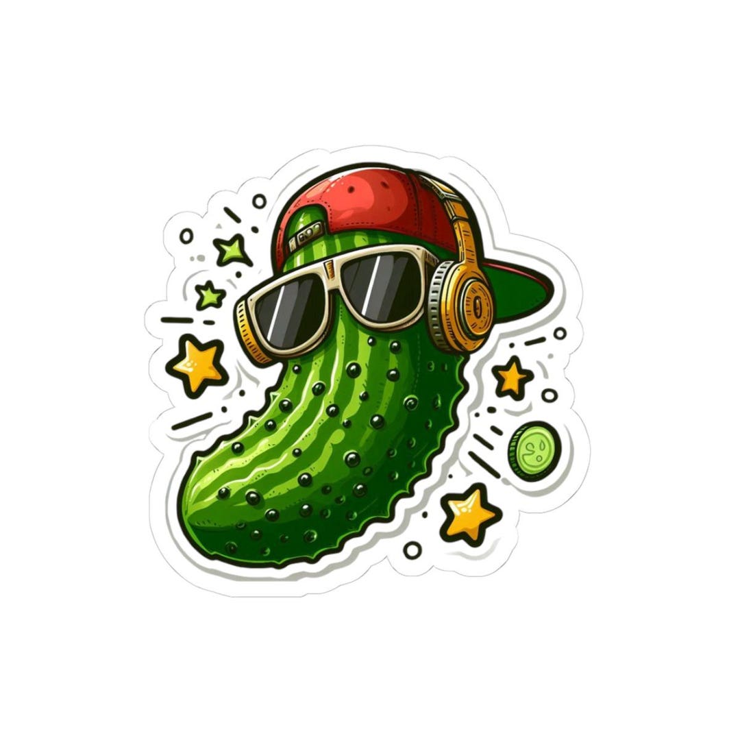 Cool Pickle Sticker, Funky Pickle Decal, Hipster Fruit Art, Laptop ...