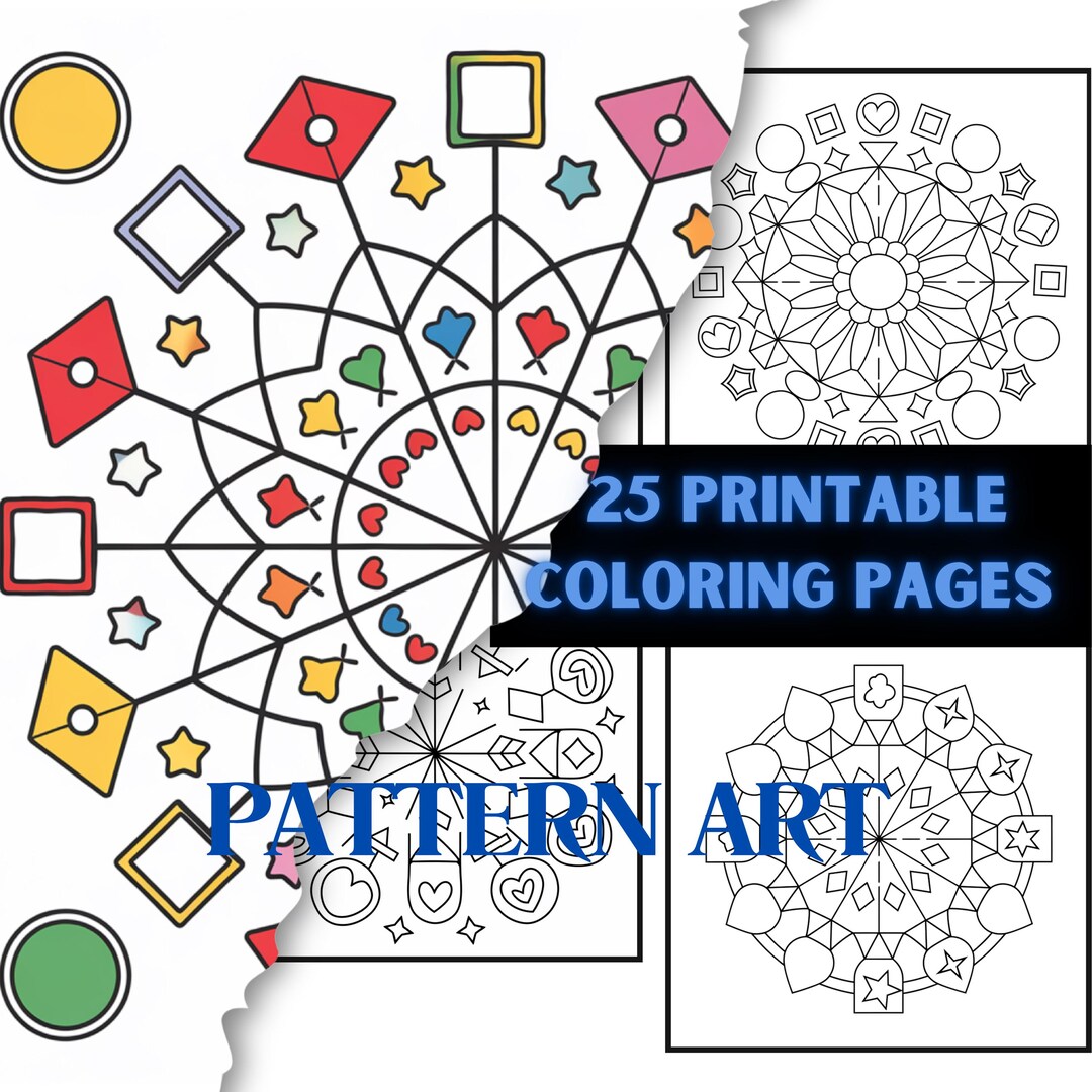 Pattern Art Coloring Book for Adults and Kids, 25 Pages, Intricate Art ...