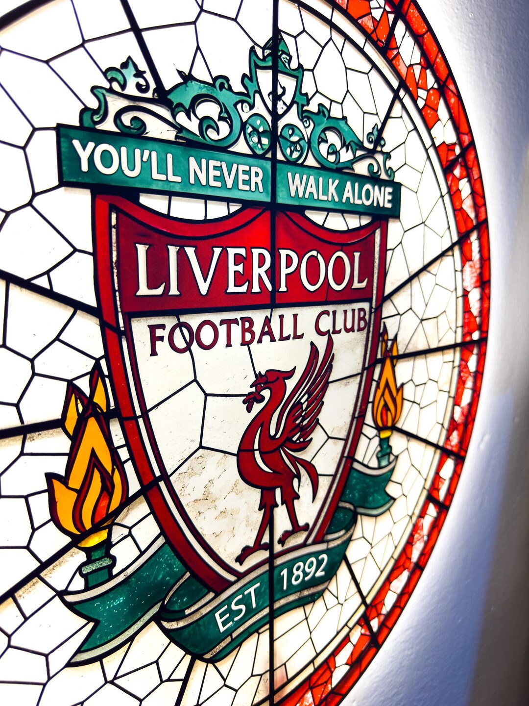 Liverpool Glass Wall Decor - Crest Logo LED Light Logo - Special UV ...
