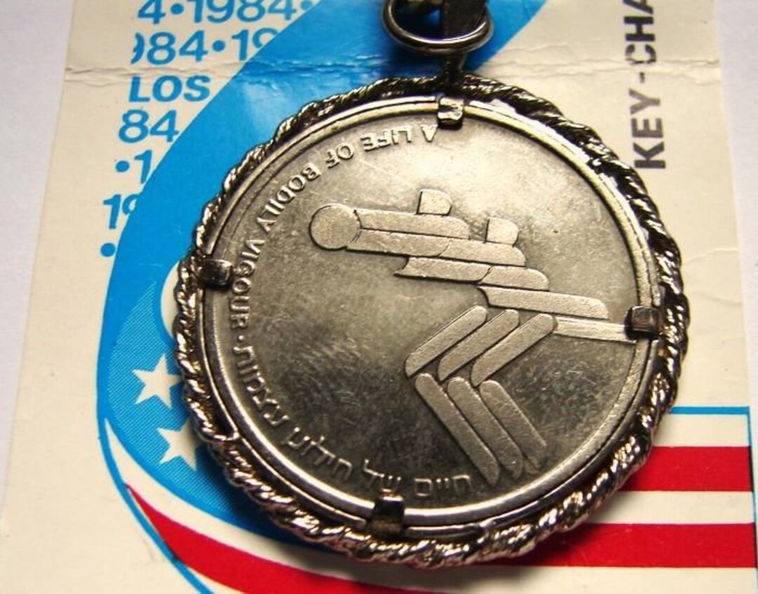 ISRAEL 1984 LOS ANGELES Olympic Games Keychain Key-chain Copper-nickel ...
