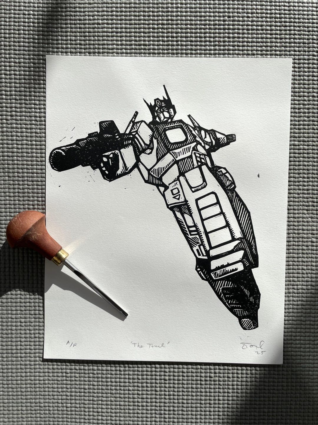 Optimus Prime “the Touch” Linocut Art Print: Transformers Movie '86 ...