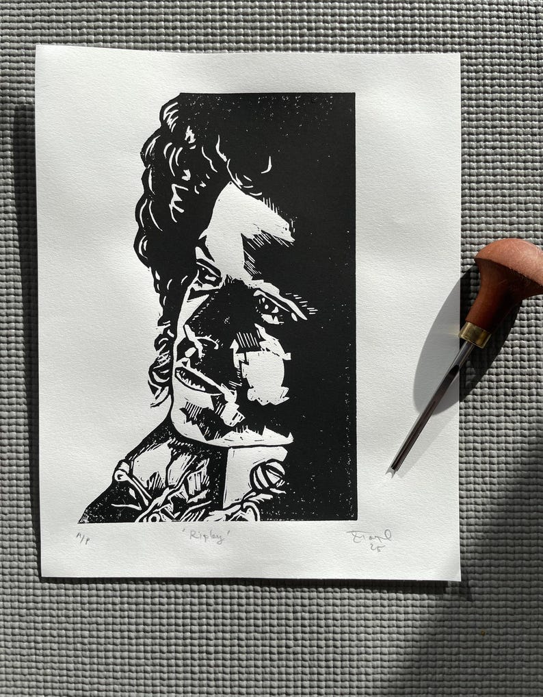 ALIEN 1979 Ripley Linocut Art Print Edición limitada - Etsy España