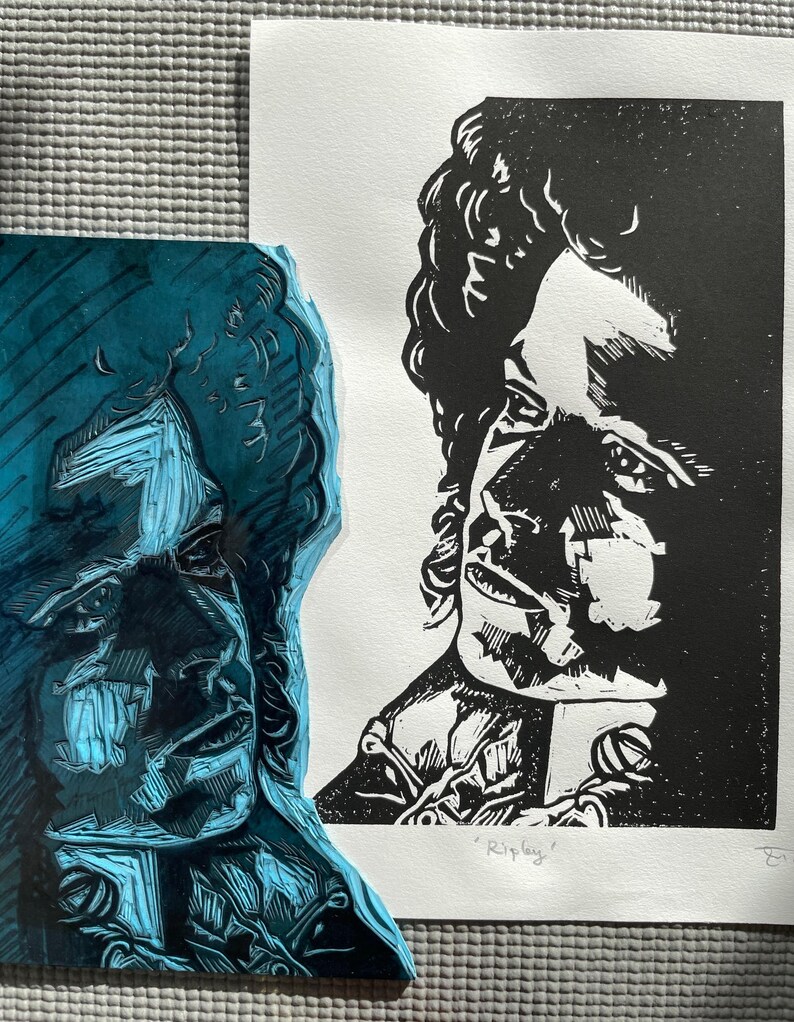 ALIEN 1979 Ripley Linocut Art Print Edición limitada - Etsy España
