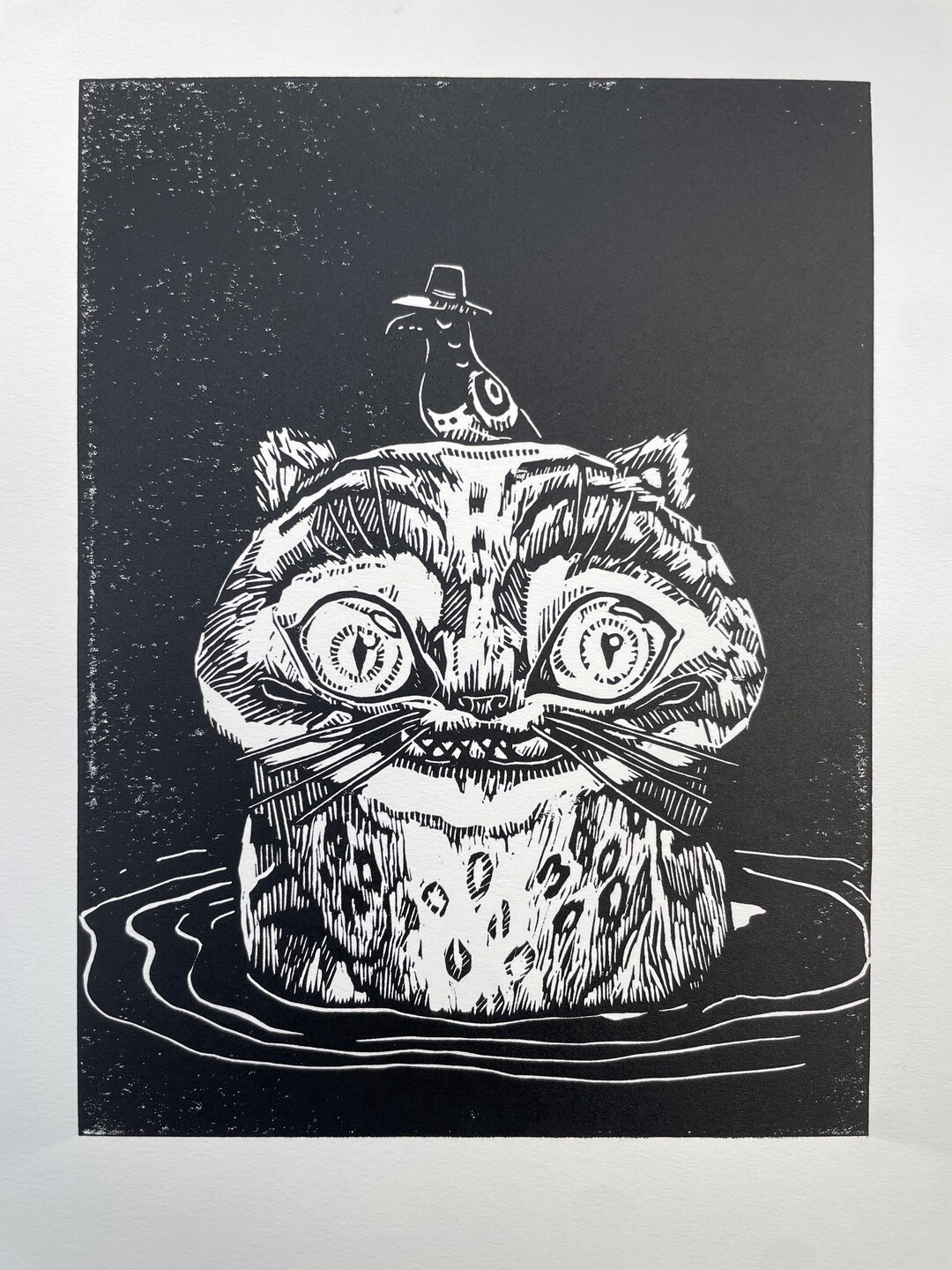 K-pop Demon Hunters Linocut Art Print: "derpy” Tiger Limited Edition ...