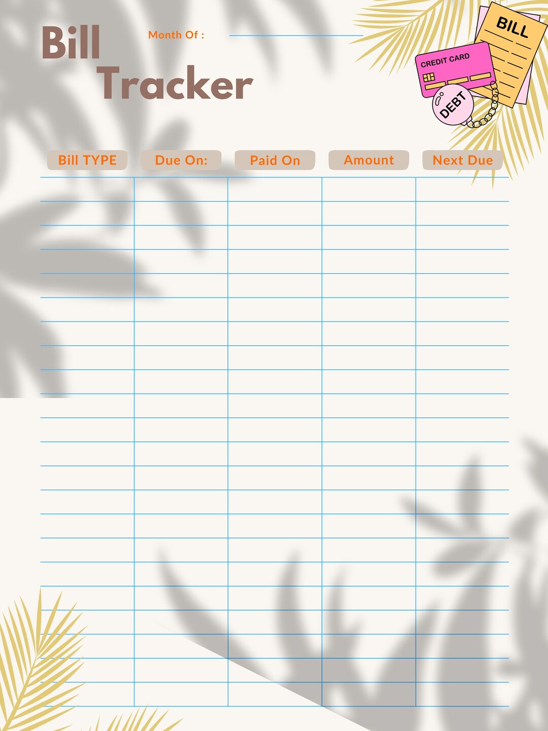 Bills Tracker Template | Utility Bill Tracker | Utility Payments ...