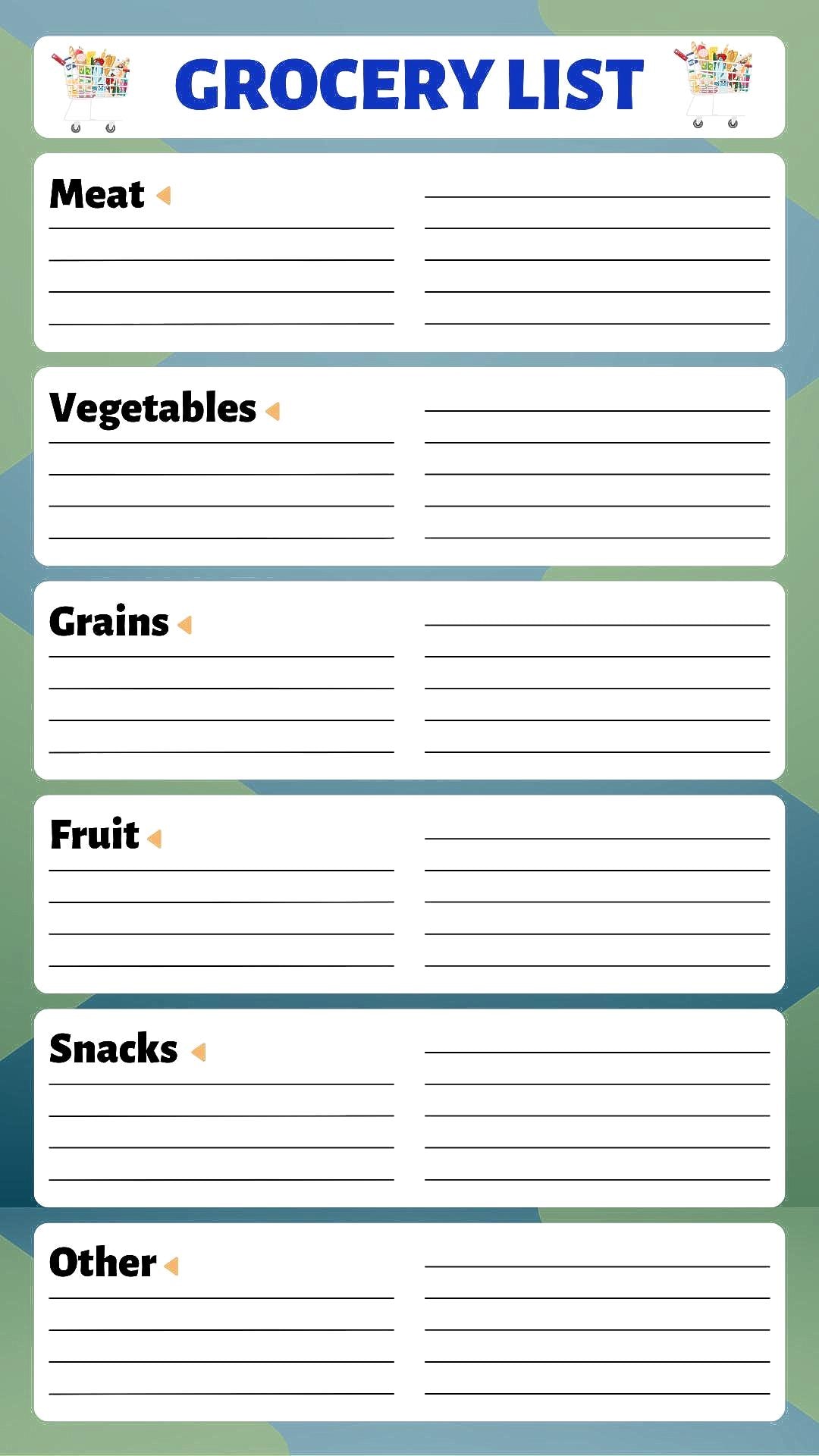 Printable Grocery List Templates: Minimalist Kitchen Shopping Lists ...