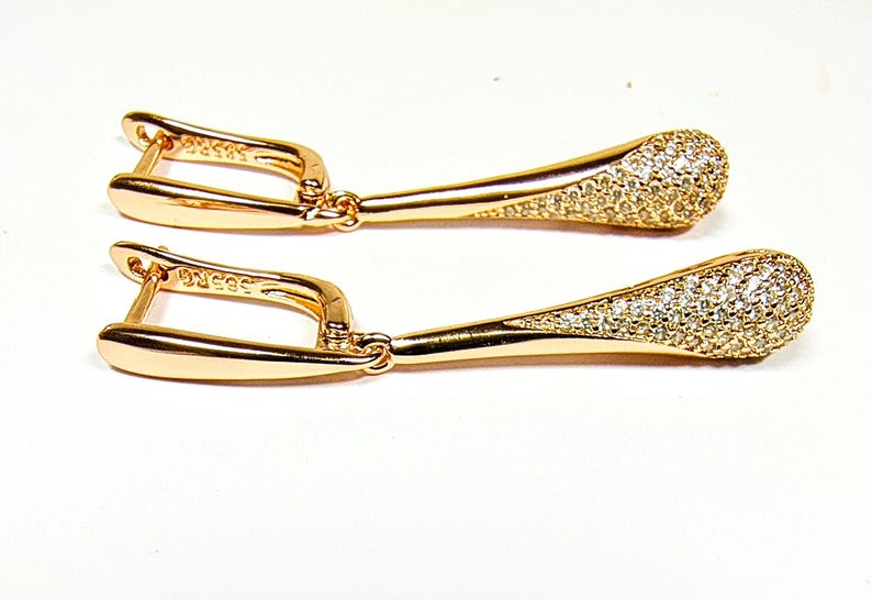 14K Filled Gold Micro Inlaid With Lab Diamonds Vintage Style Luxury ...