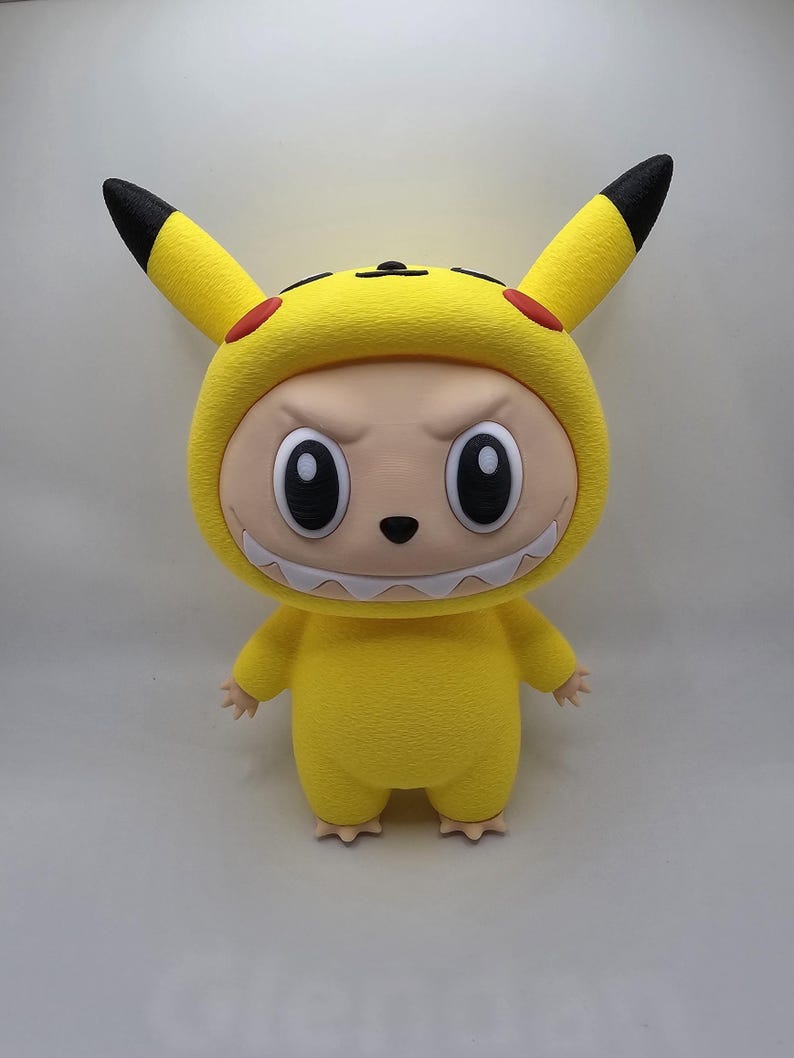 3D Printed Labubu Pikachu Figure: Fan Art Crossover Collectible - Etsy