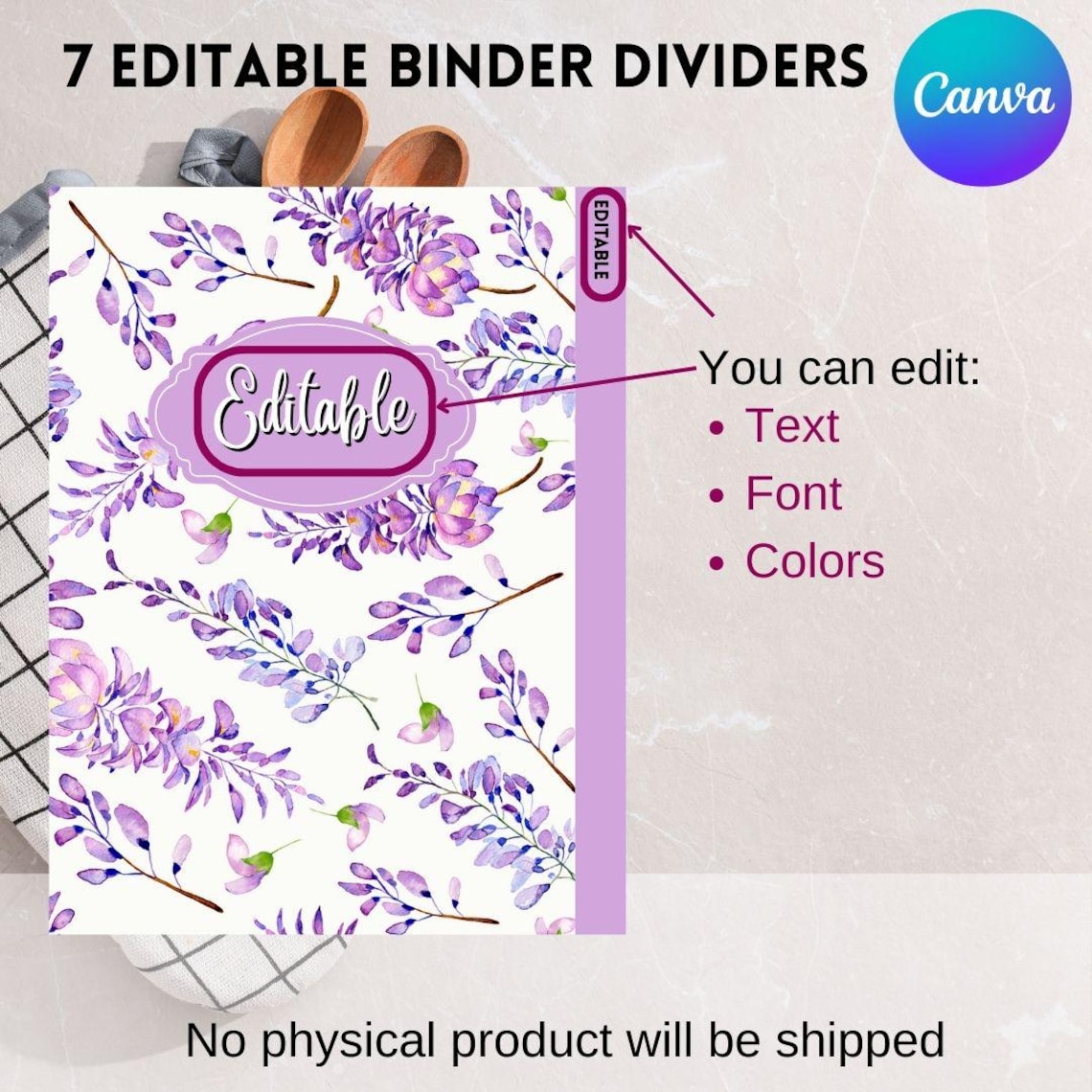 Editable Recipe Binder Dividers: Floral Cookbook Organizer (letter Size ...