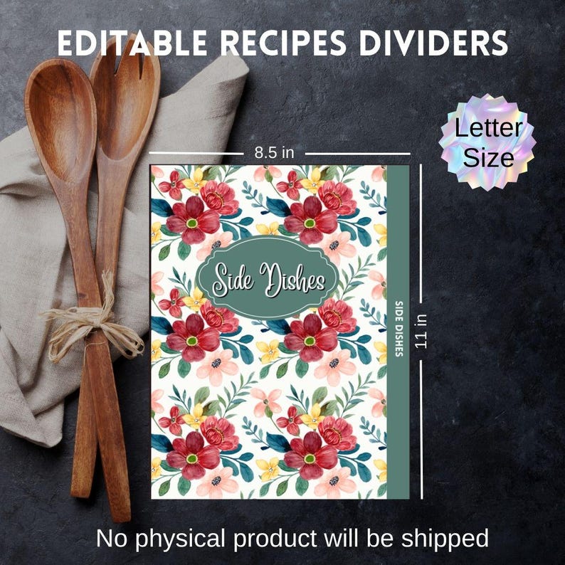 Editable Recipe Binder | Editable & Printable Cookbook Dividers ...