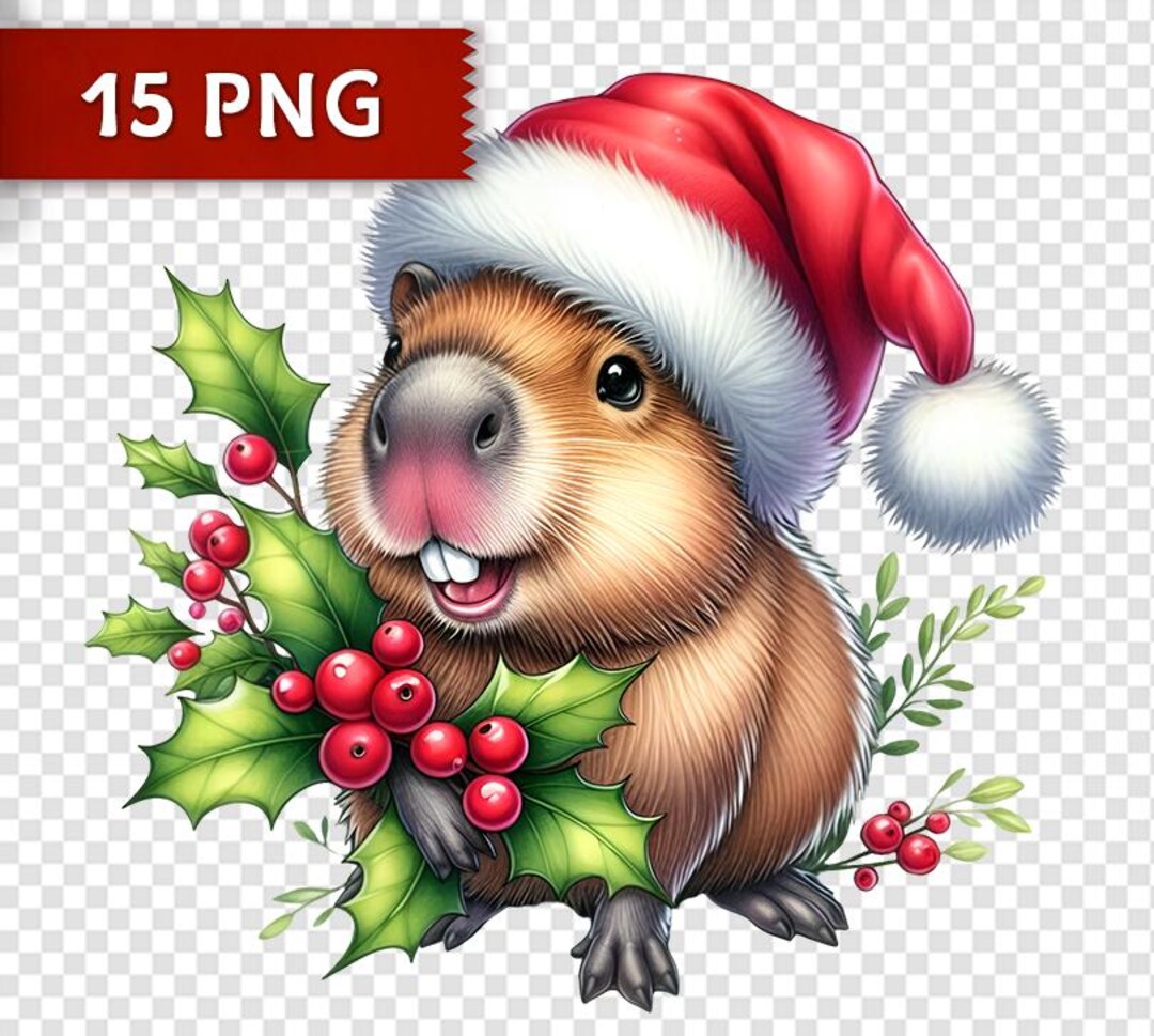 Christmas Capybara Clipart Bundle – Holiday Capybaras PNG, Santa Hat ...