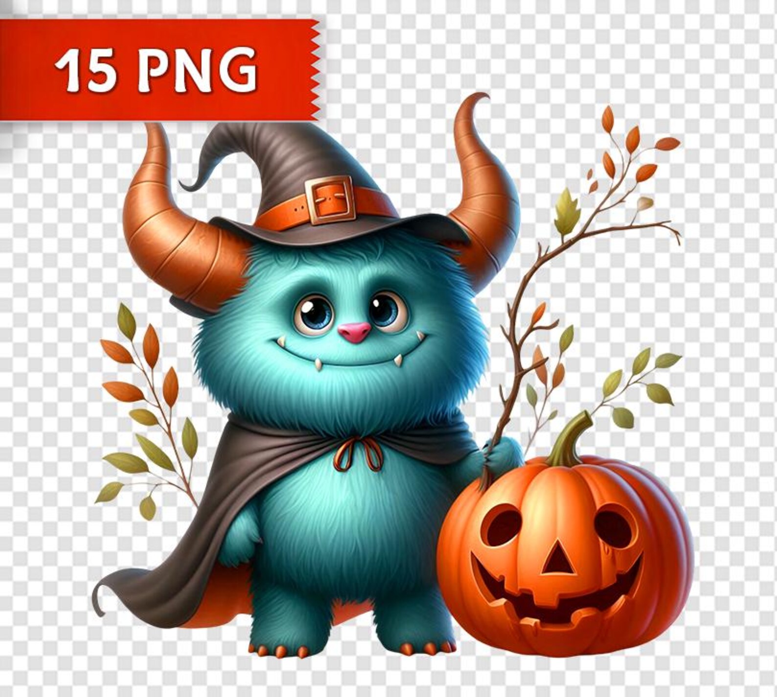Cute Halloween Monsters Clipart Bundle | 15 PNG Images With Transparent ...