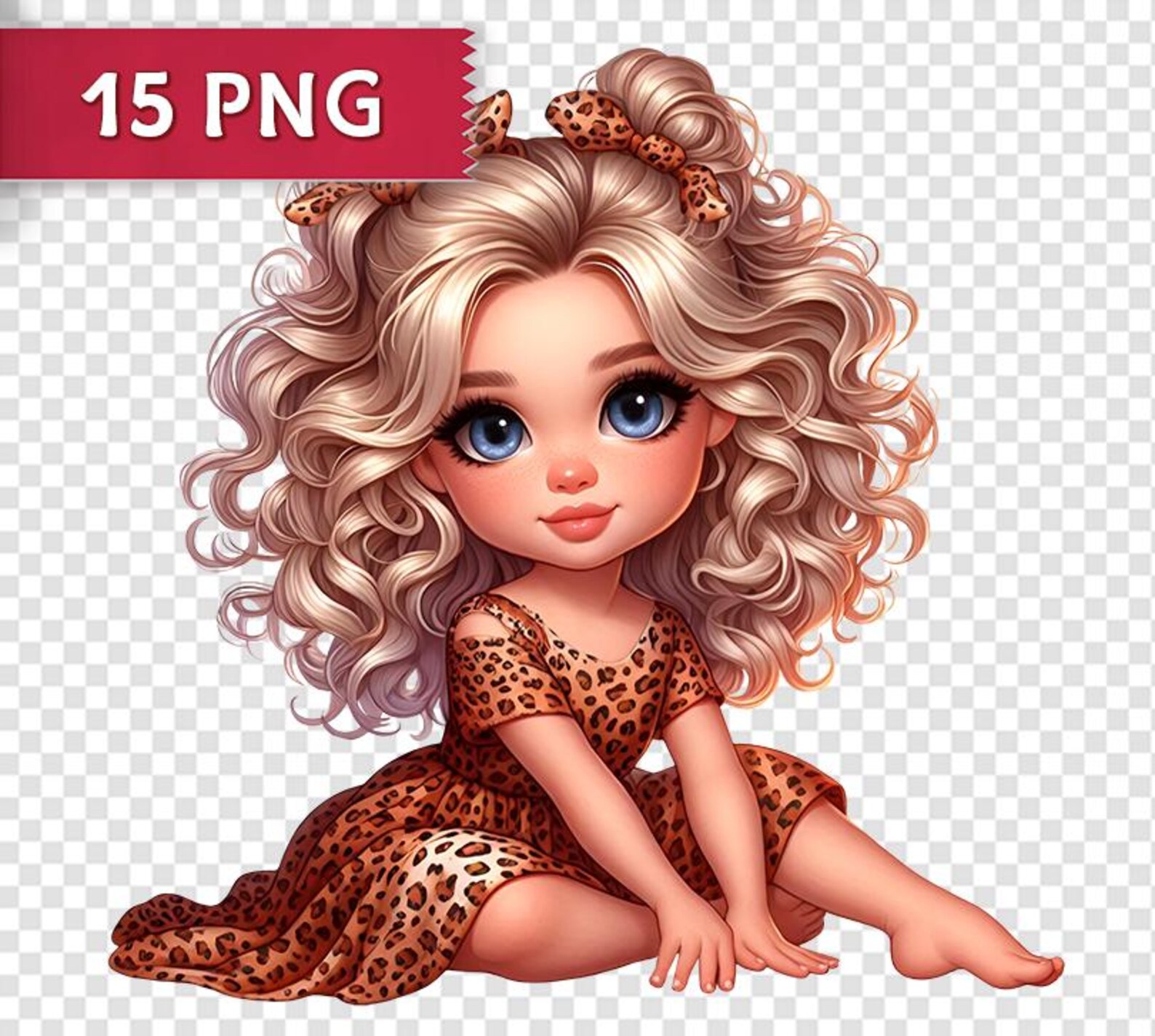 Leopard Print Girl Clipart Bundle: 15 PNG Fashion Illustrations ...