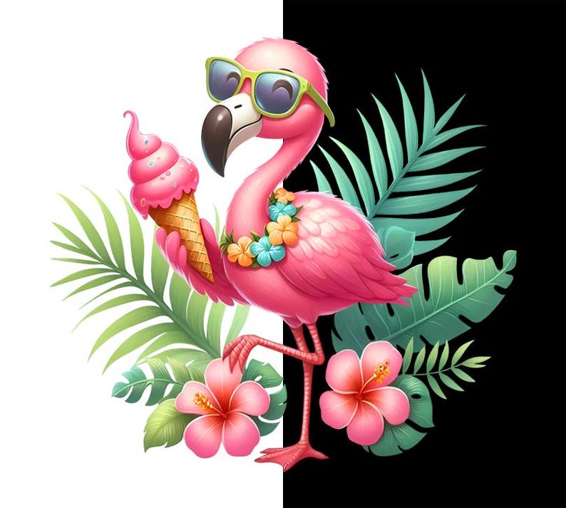 Funny Summer Flamingo Clipart – 15 Tropical Pngs Silly & Sassy Flamingo ...