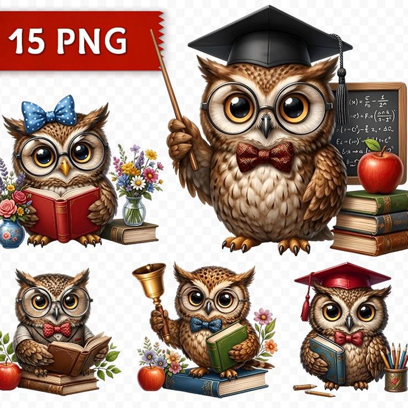 Teacher Owl Clipart - Etsy