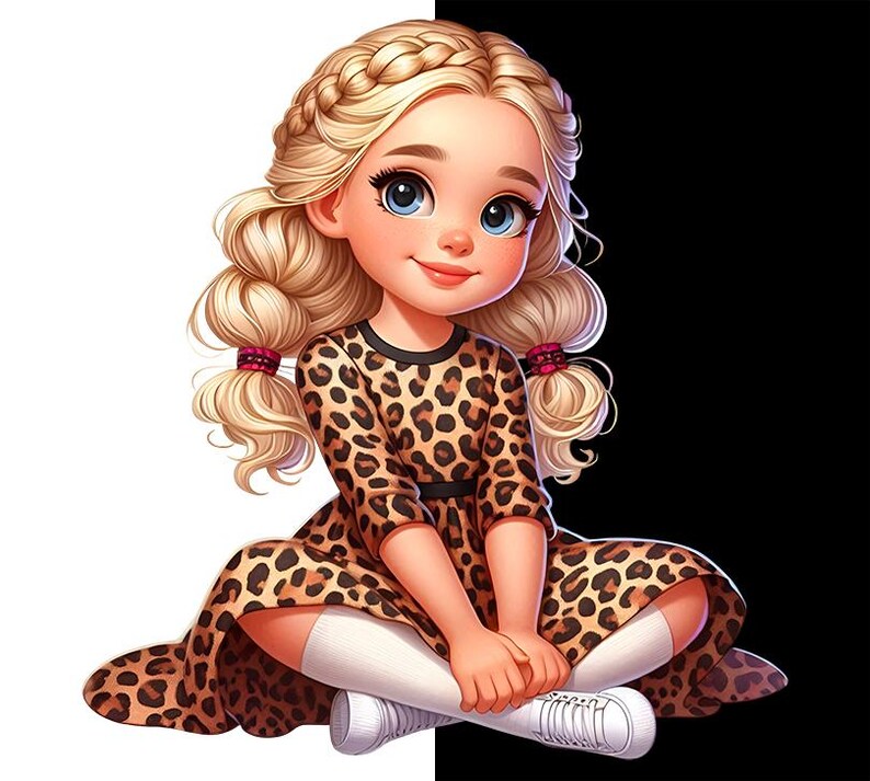 Leopard Print Girl Clipart Bundle: 15 PNG Fashion Illustrations ...