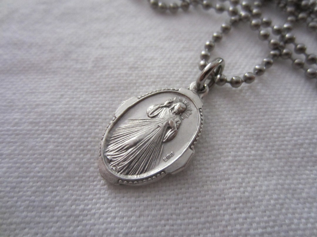 Divine Mercy Medal & Necklace Set, Jesus I Trust in You / Protection ...